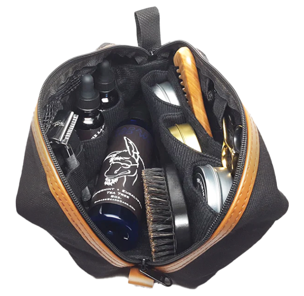 Badass Beard Care Loaded Canvas Travel Bag | Waxed Canvas & Leather