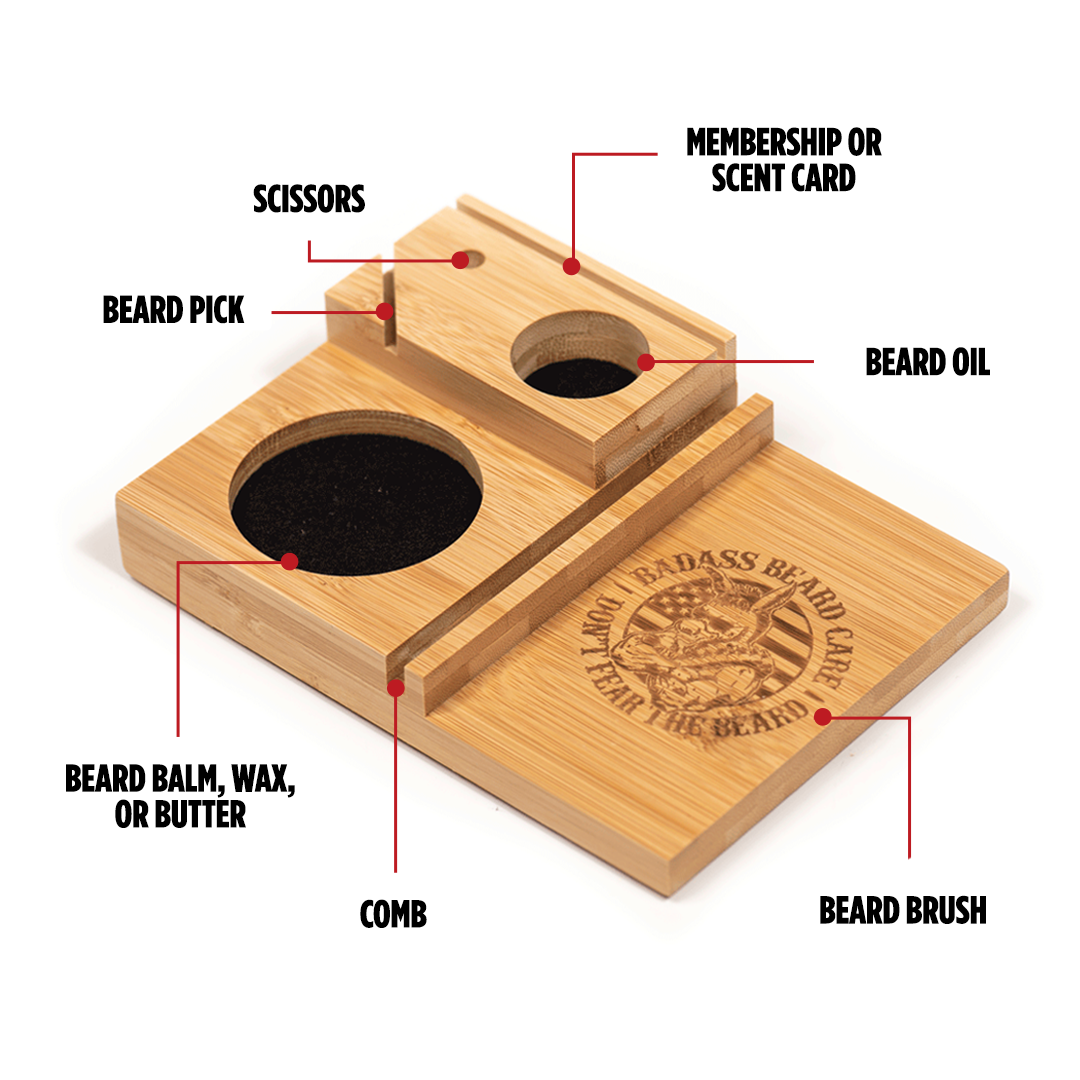 Badass Beard Care Loaded Full Sized Caddy | Handmade Solid Bamboo