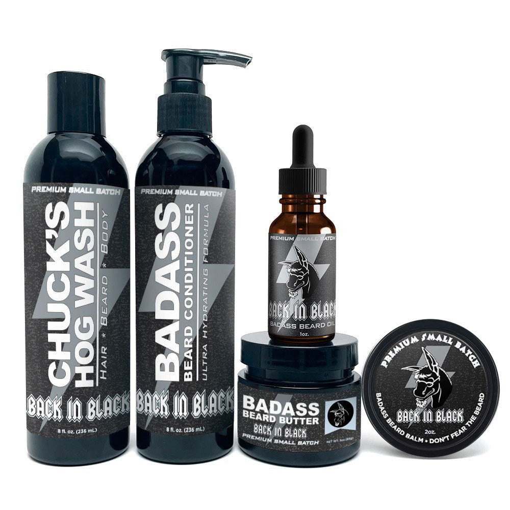 Back in Black Complete Kit - Small Batch Scent – Badass Beard Care