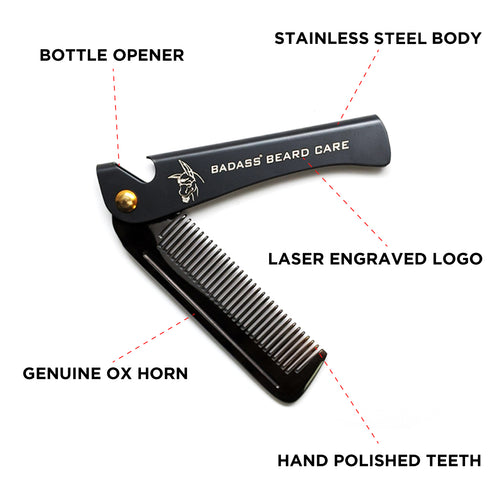 2-in-1 Folding Ox Horn Comb – Badass Beard Care