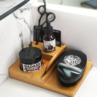 Badass Beard Care Loaded Full Sized Caddy | Handmade Solid Bamboo