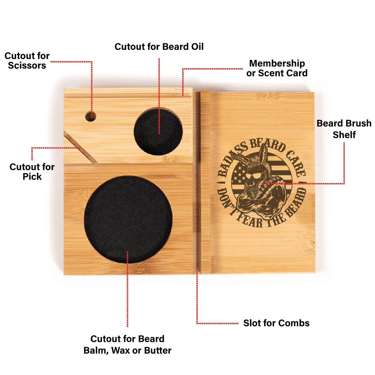 Badass Beard Care Product Caddy | Handmade Solid Bamboo