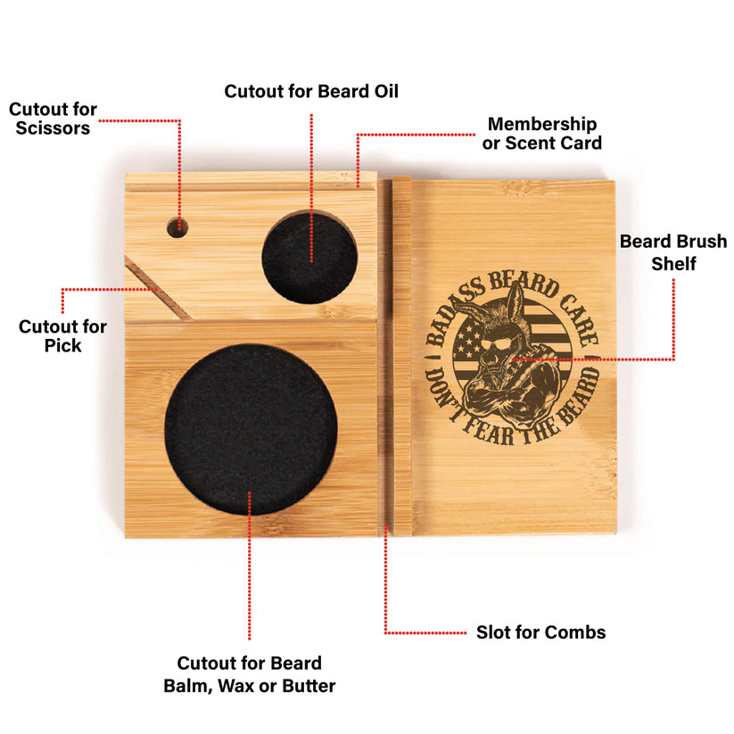 Badass Beard Care Loaded Full Sized Caddy | Handmade Solid Bamboo